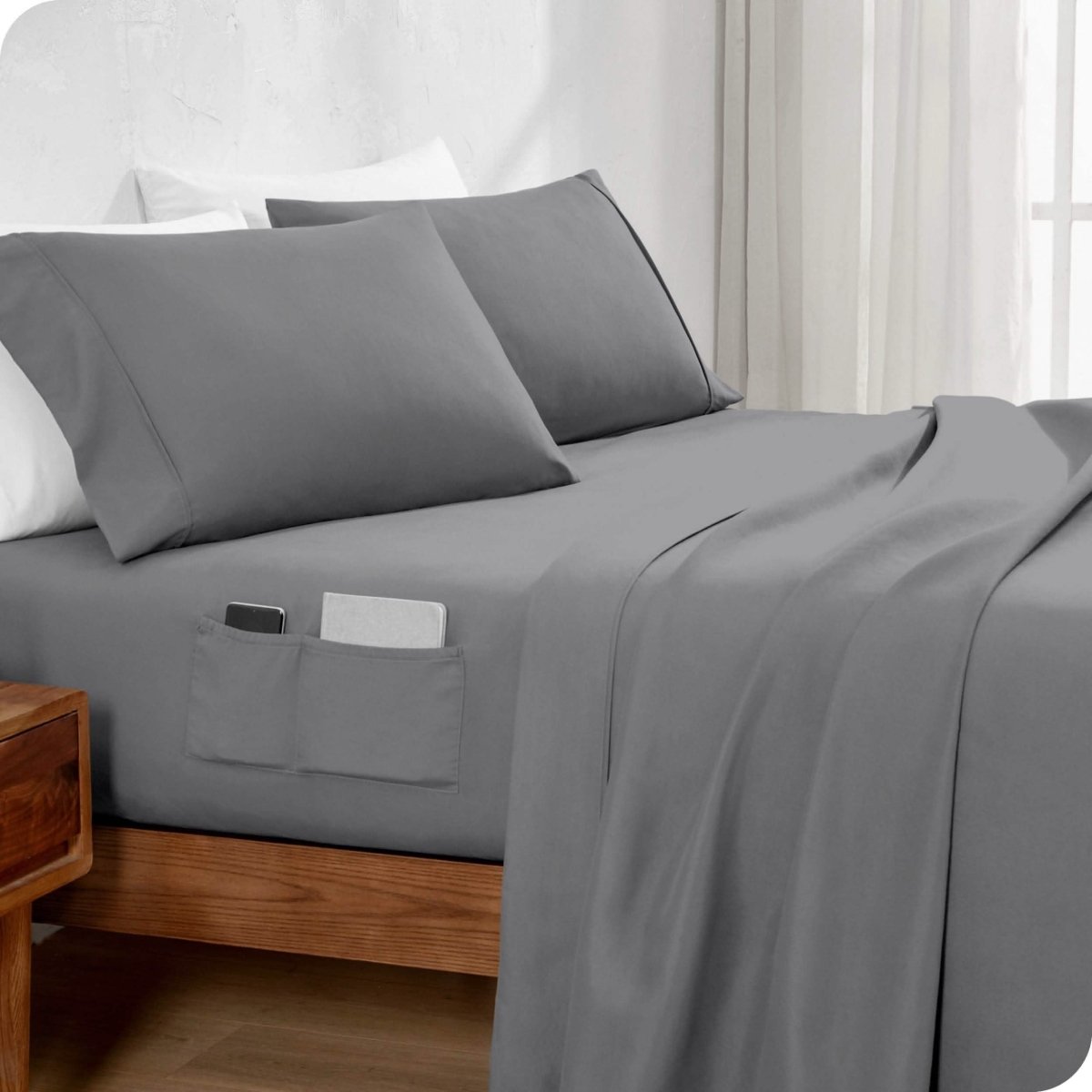 Bare Home Microfiber Dual Pocket Fitted Sheet Bare Home